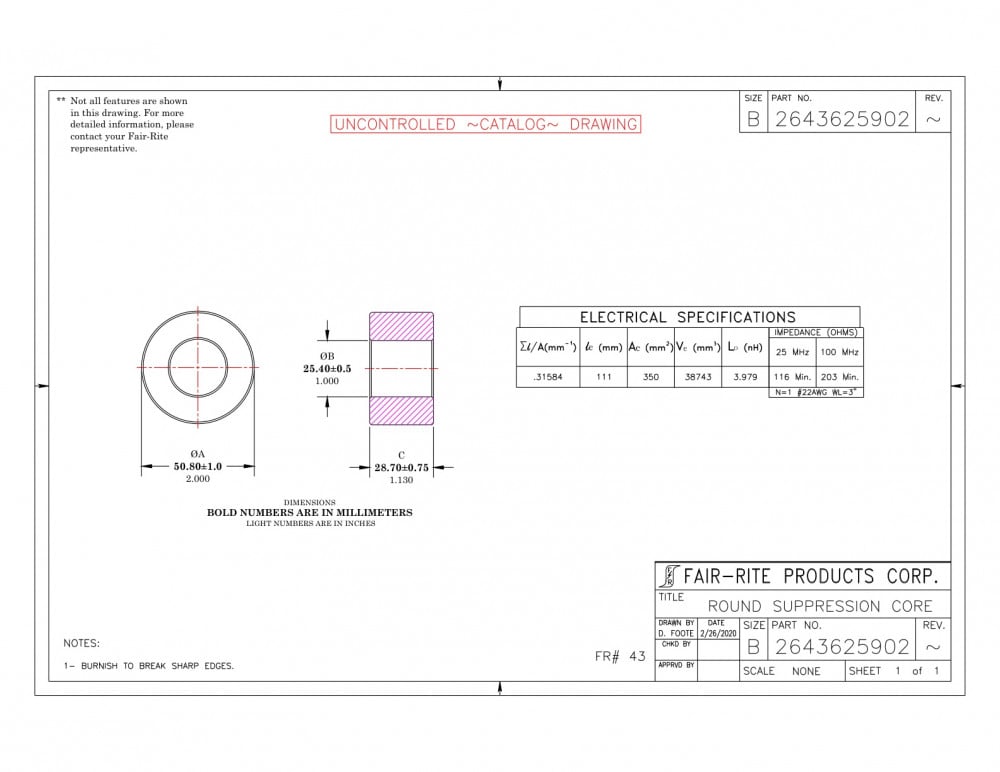 Fair-Rite 2643625902 technical document