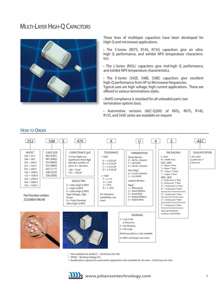 Johanson Dielectrics document page 1