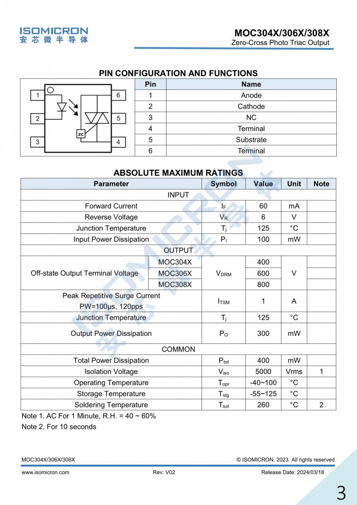 MOC3082VPE-AXW datasheet page 3