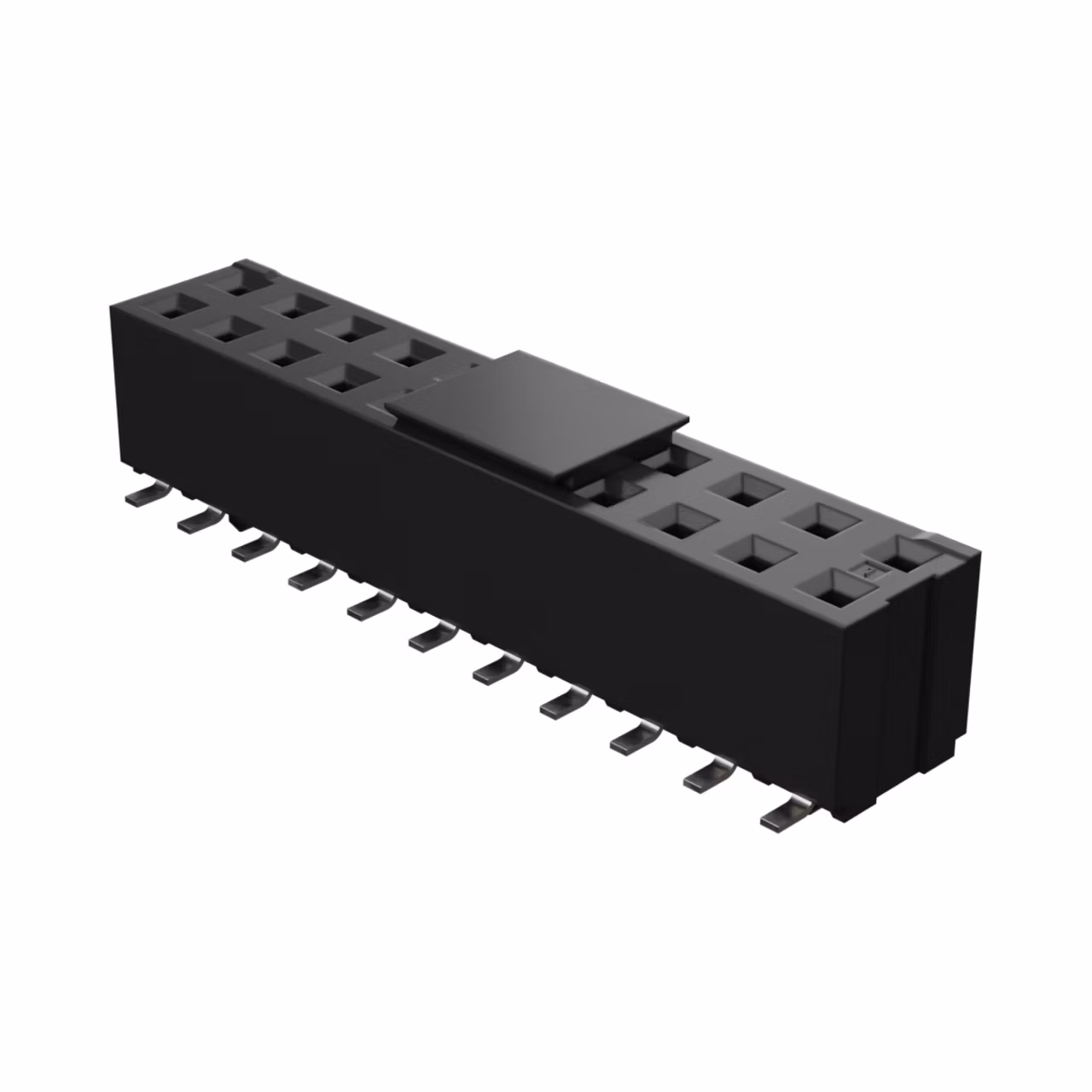 Milli-Grid Vertical Receptacle, 2.00mm Pitch, Dual Row, Surface Mount, Top/Bottom Entry, with Press-fit Plastic Pegs, with Cap, Tube, 0.75µm Gold (Au) Plating, 22 Circuits, Lead-Free for sale