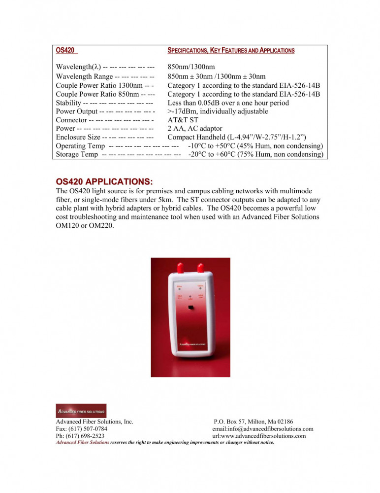 L-com FOS420 technical document preview