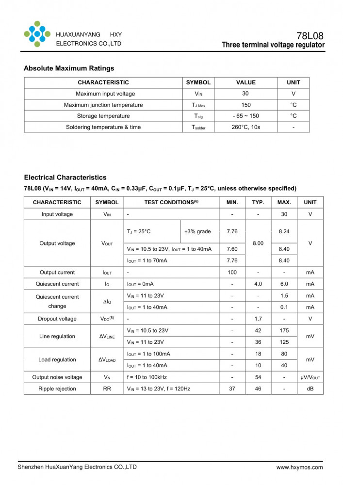 78L08 datasheet page 2