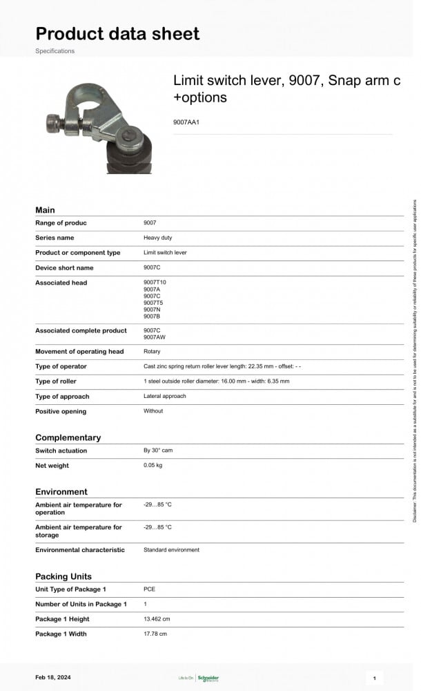 9007AA1 technical documentation page 1