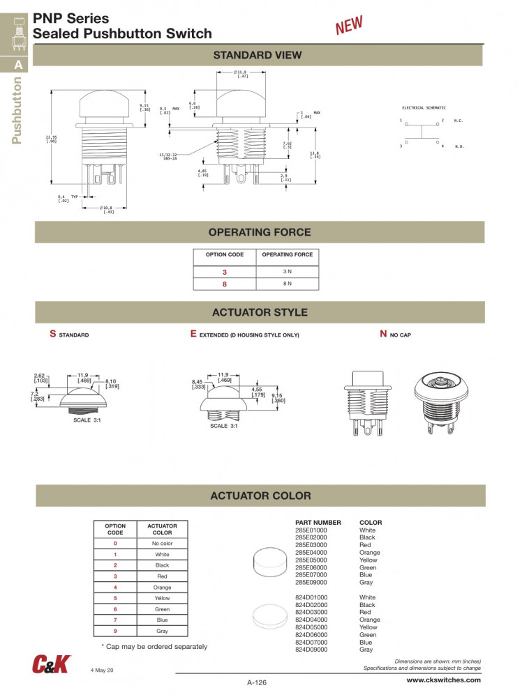 C&K PNP8S2D2Y03QE technical document page 2