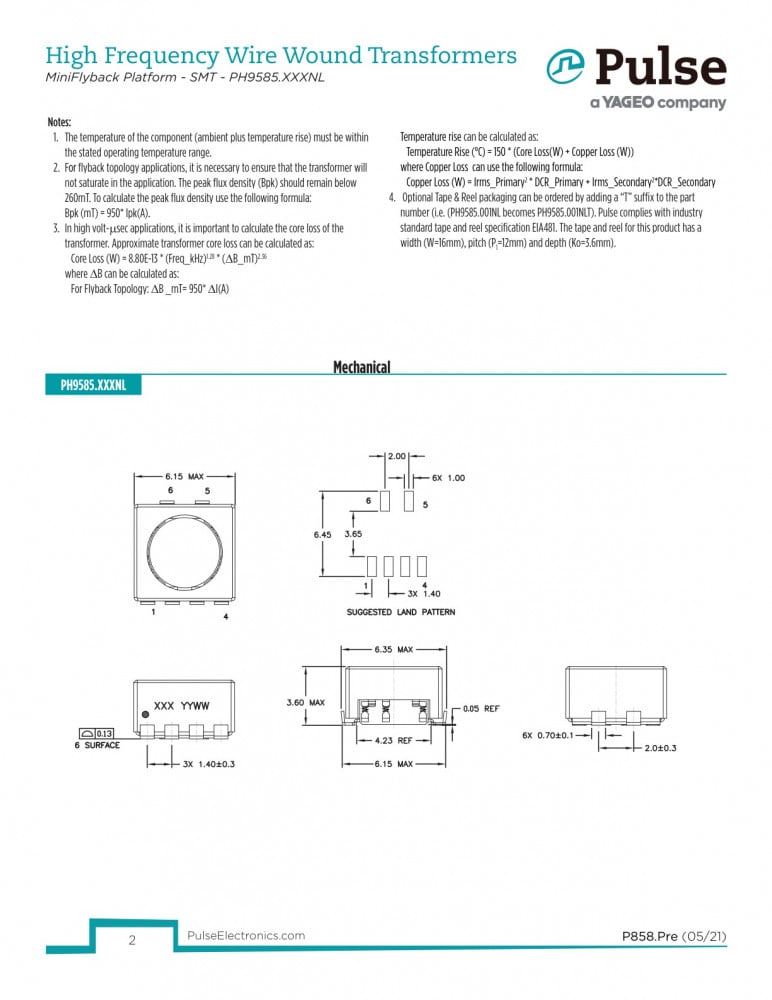 PH9585 technical document page 2