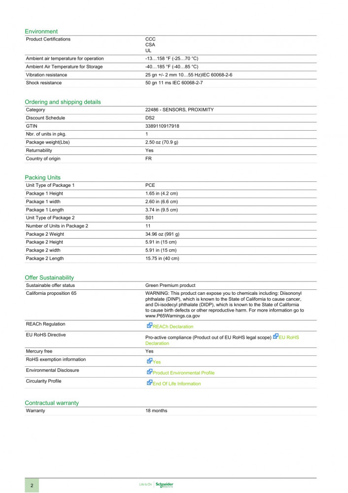 XS2M18MA250K product documentation page 2