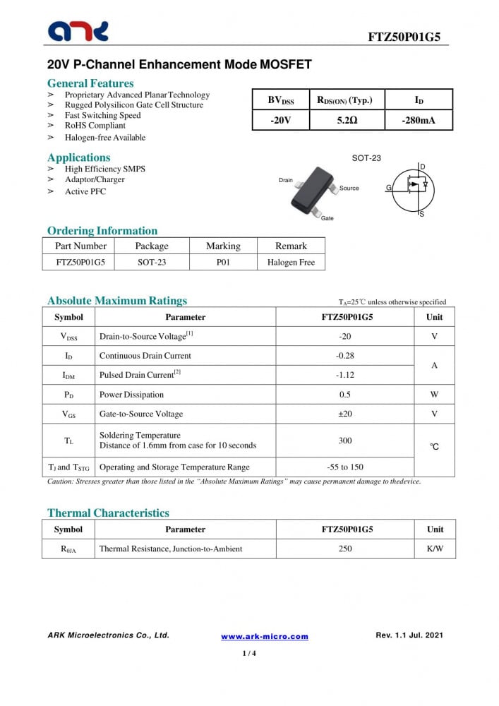 FTZ50P01G5 datasheet page 1