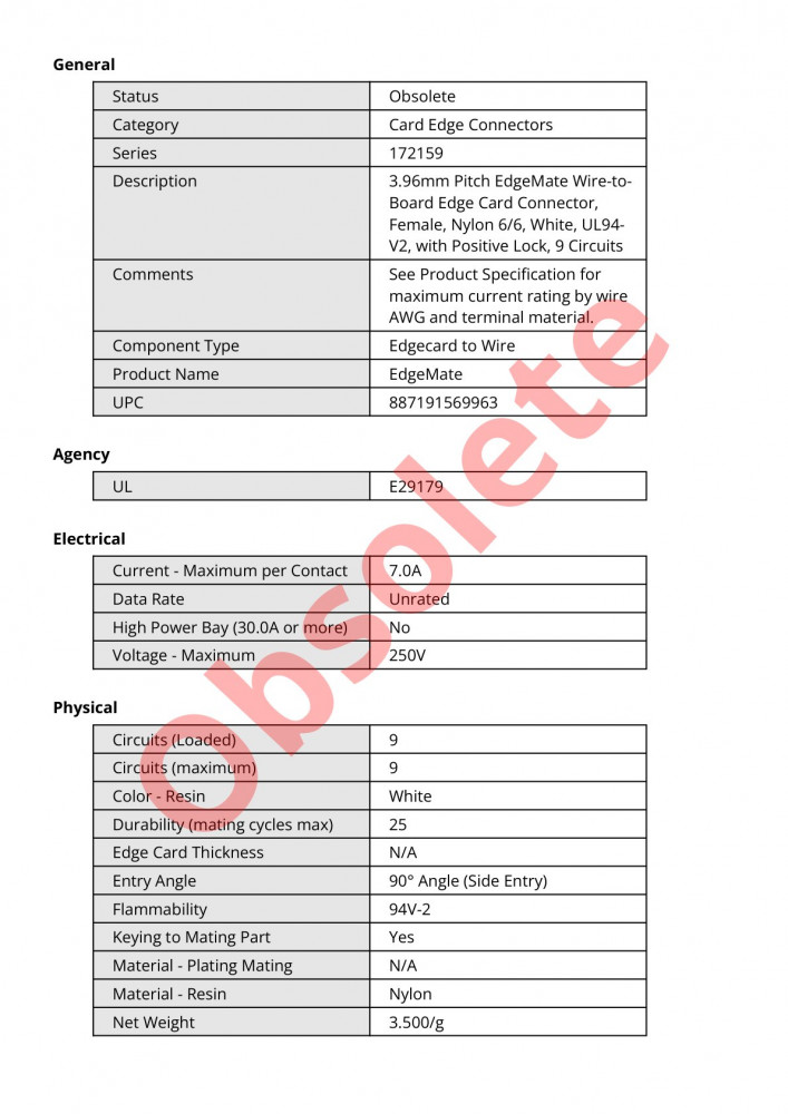 MOLEX 1721590609 technical document image, page 2