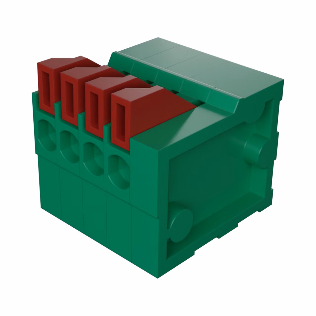 2.54mm Pitch, Eurostyle Fixed-Mount Push-Button Terminal Block, Horizontal, 6A, 26-18 AWG, Green, 4 Circuits for sale