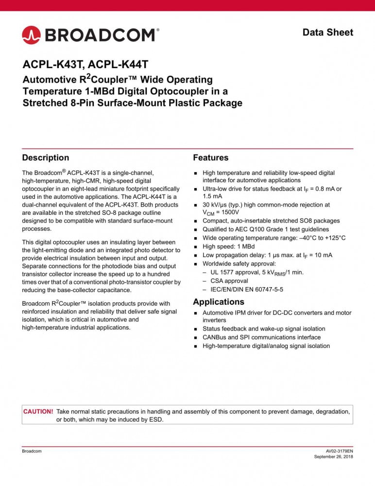 ACPL-K44T datasheet page 1
