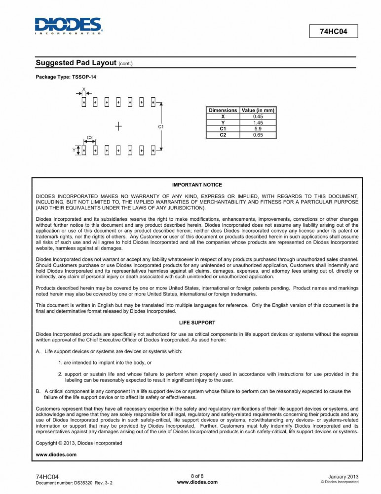 74HC04S14-13 technical document page 8