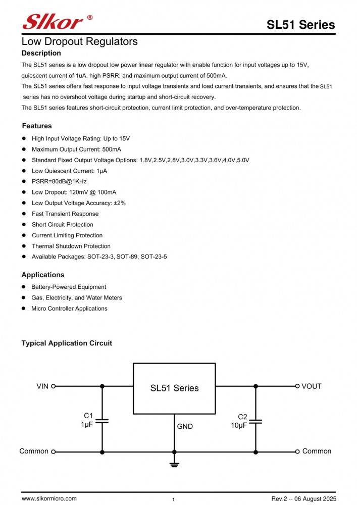 SL51 series datasheet page 1