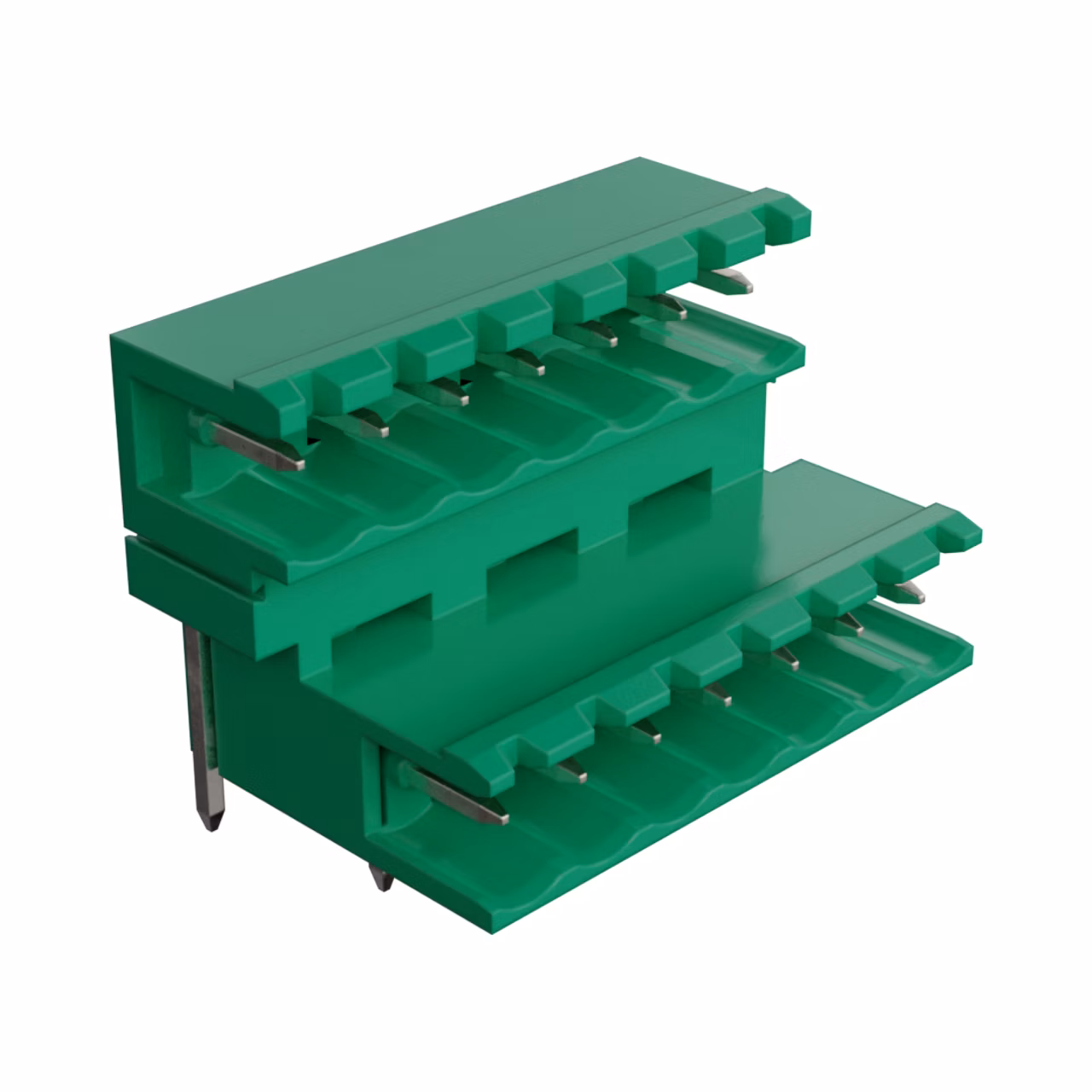 5.00mm Pitch Eurostyle Horizontal Dual Level PCB Header, Open Ends, Green Housing, 14 Circuits for sale