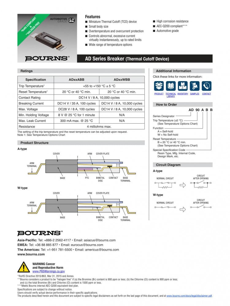 BOURNS AD Series datasheet page 1