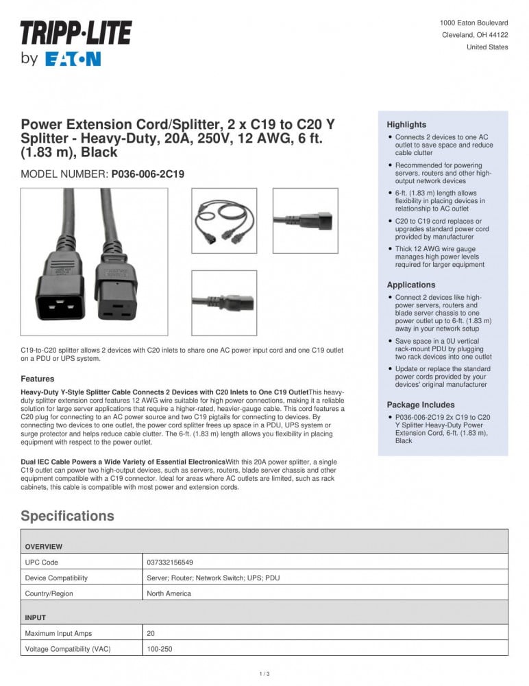 P036-006-2C19 technical document page 1