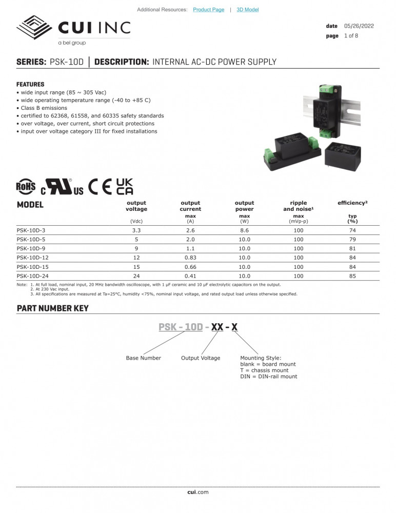 PSK-10D-12-T datasheet page 1