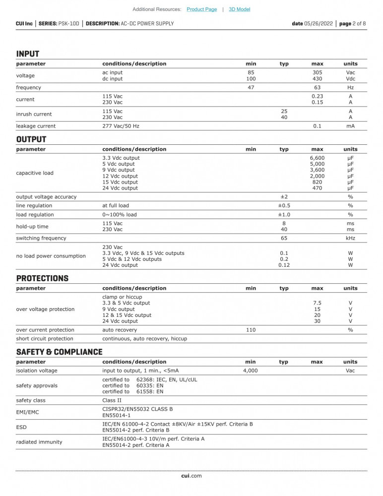 PSK-10D-12-T datasheet page 2