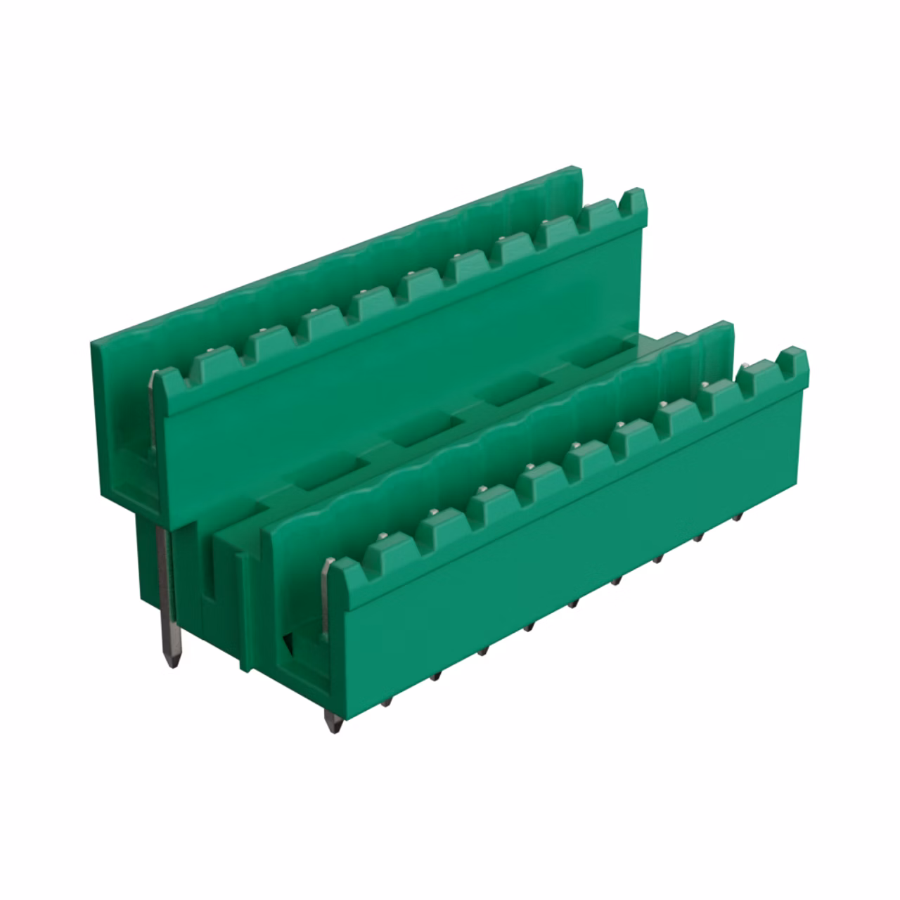 5.00mm Pitch Eurostyle Vertical Dual Level PCB Header, Open Ends, Green Housing, 20 Circuits for sale