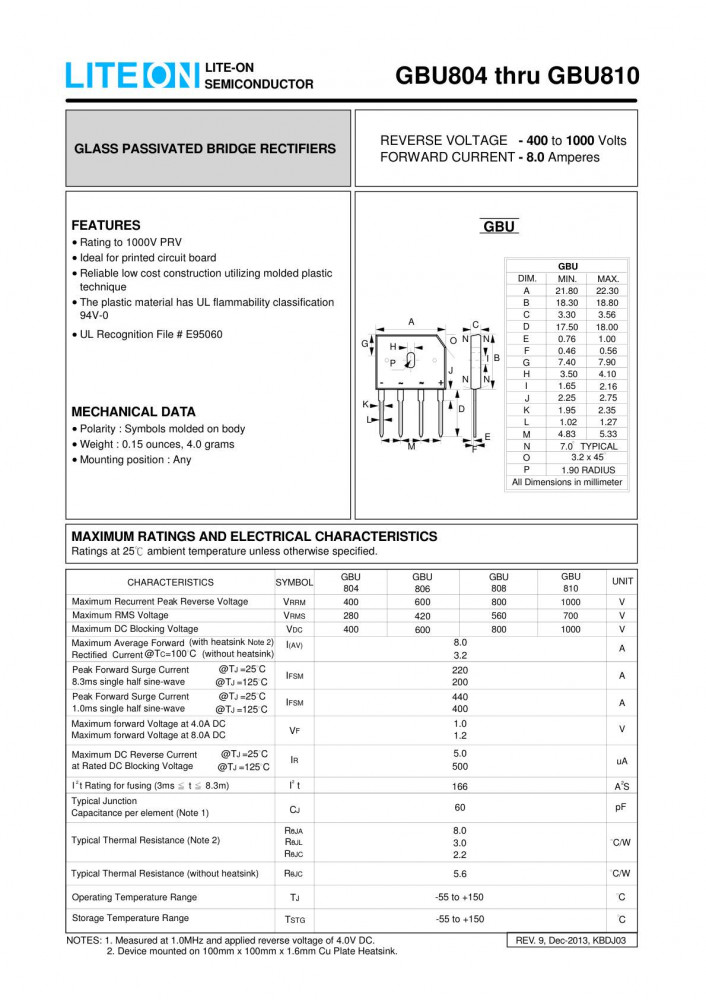 S-GBU810-TU-LT datasheet page 1
