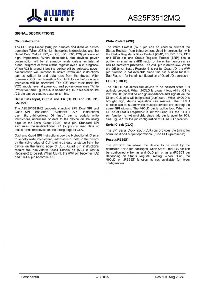 AS25F3512MQ datasheet preview, page 7
