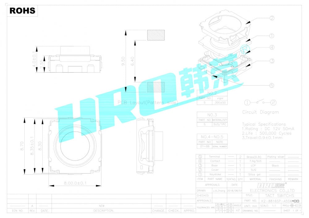 K2-8816SP-A5SW-01 technical drawing