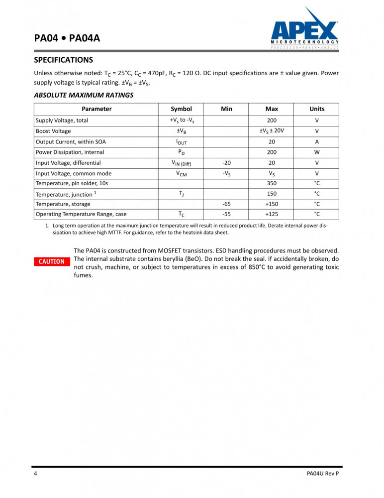 PA04 datasheet page 4
