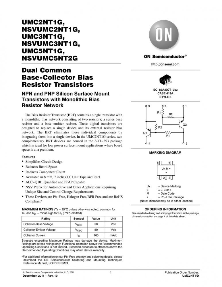 UMC5NT2G datasheet page 1