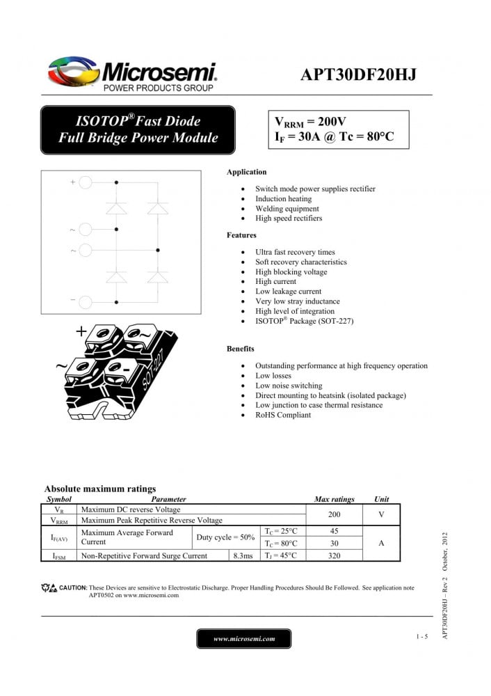 APT30DF20HJ datasheet page 1