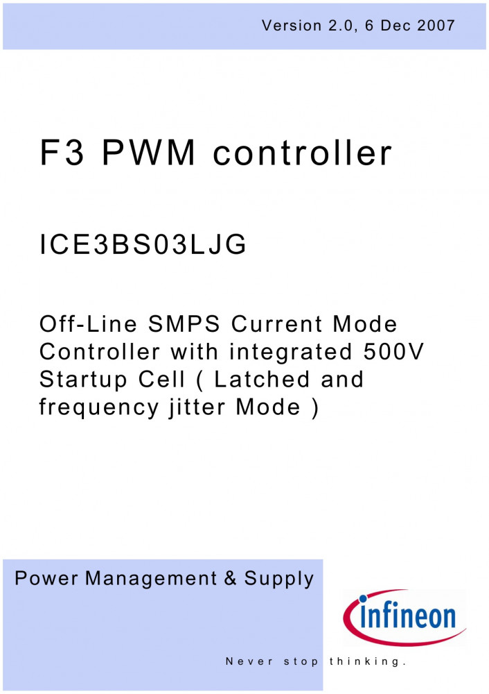 ICE3BS03LJGXUMA1 datasheet page 1