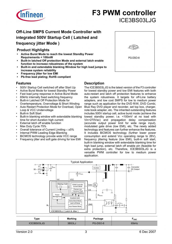 ICE3BS03LJGXUMA1 datasheet page 3