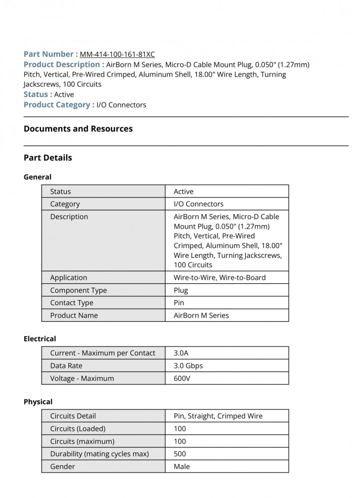 Technical document page 1 for MM-414-100-161-81XC