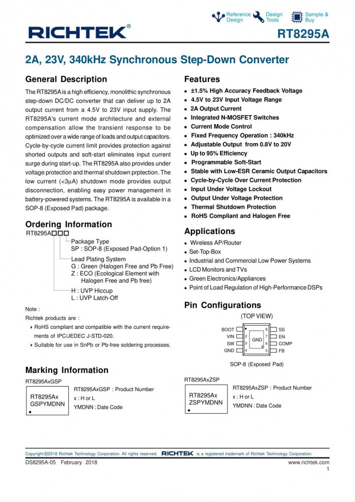 RT8295A datasheet page 1