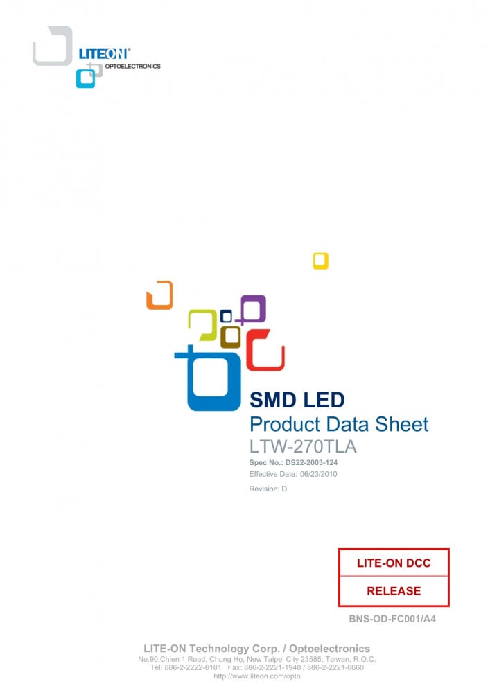 LTW-270TLA datasheet page 1