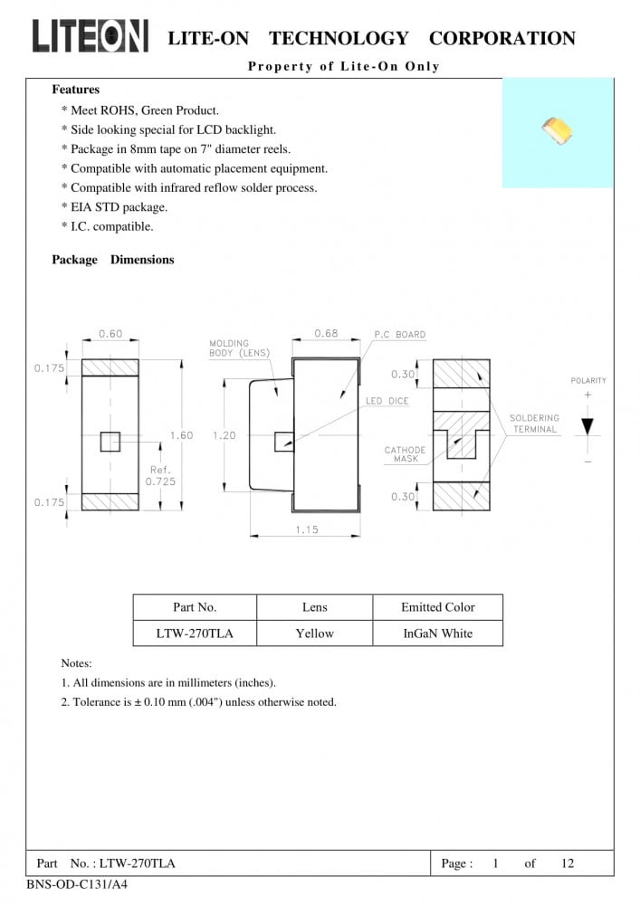 LTW-270TLA datasheet page 2