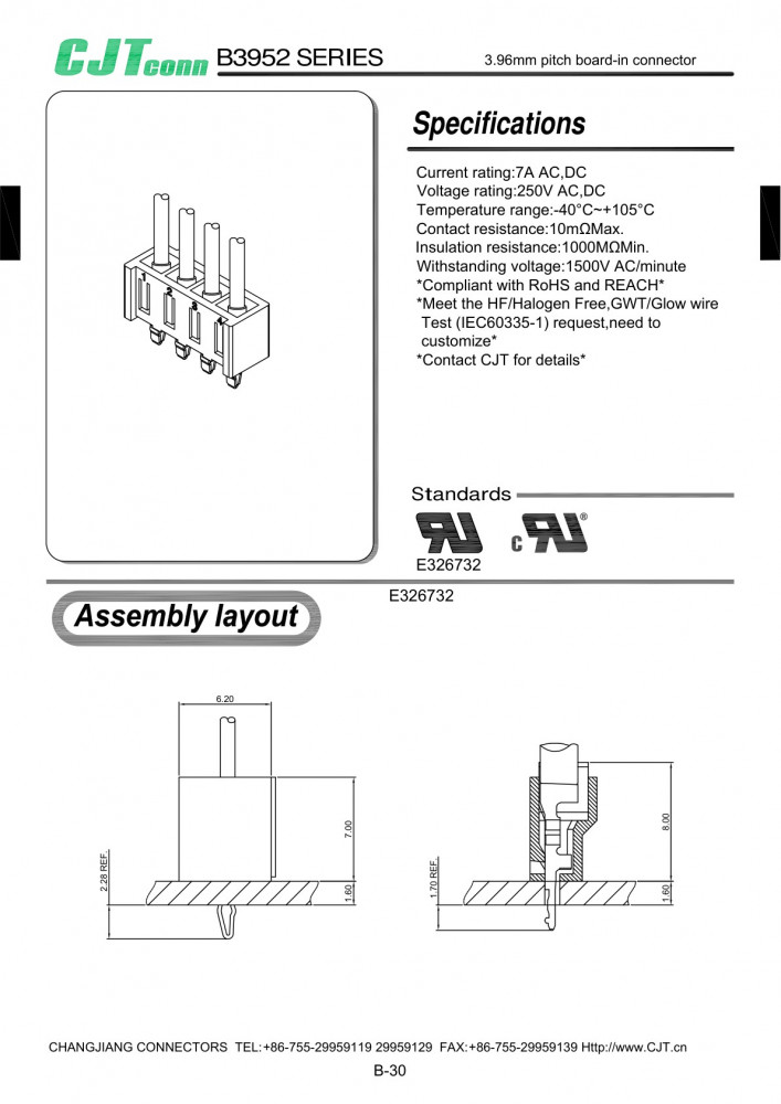 CJT B3952H technical document page 1