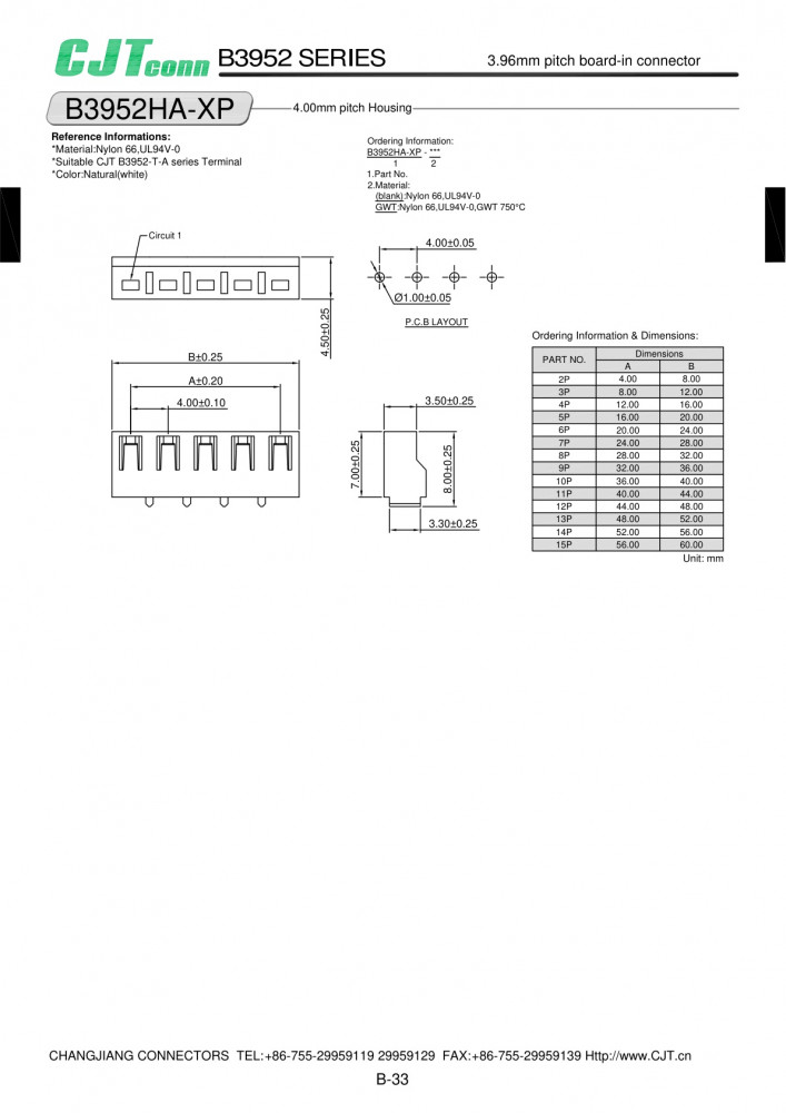 CJT B3952H technical document page 4