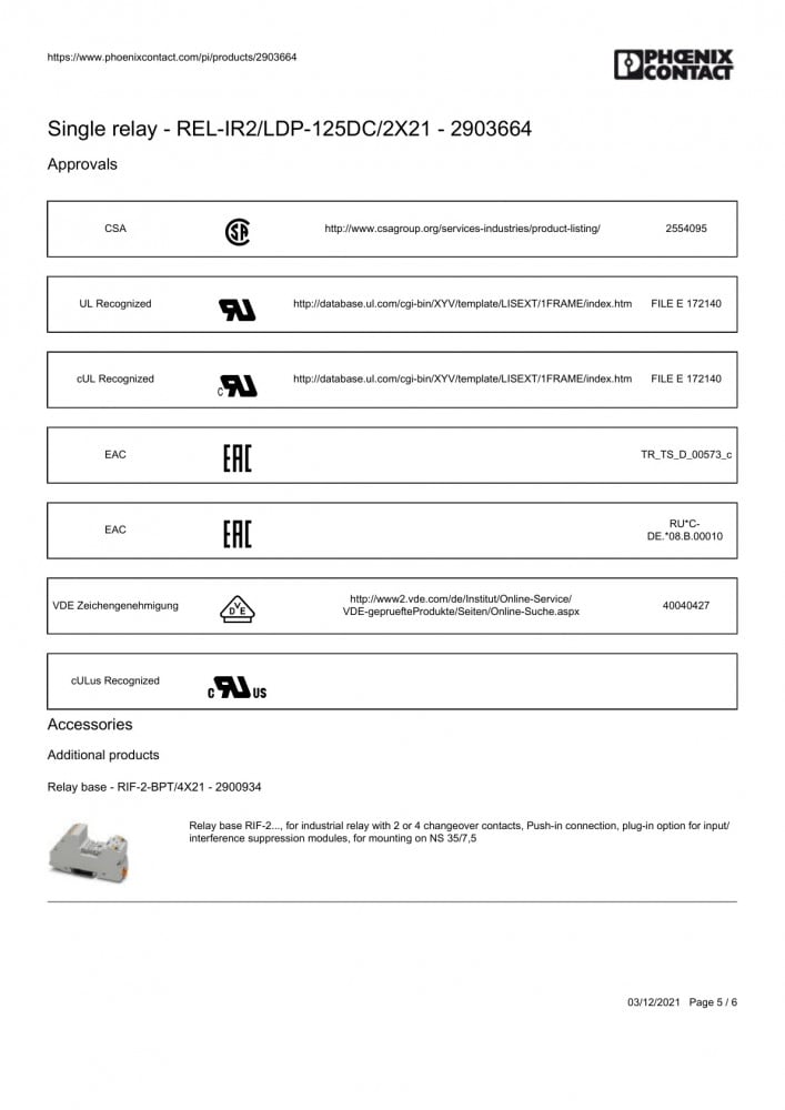 Phoenix Contact 2903664 technical document page 5