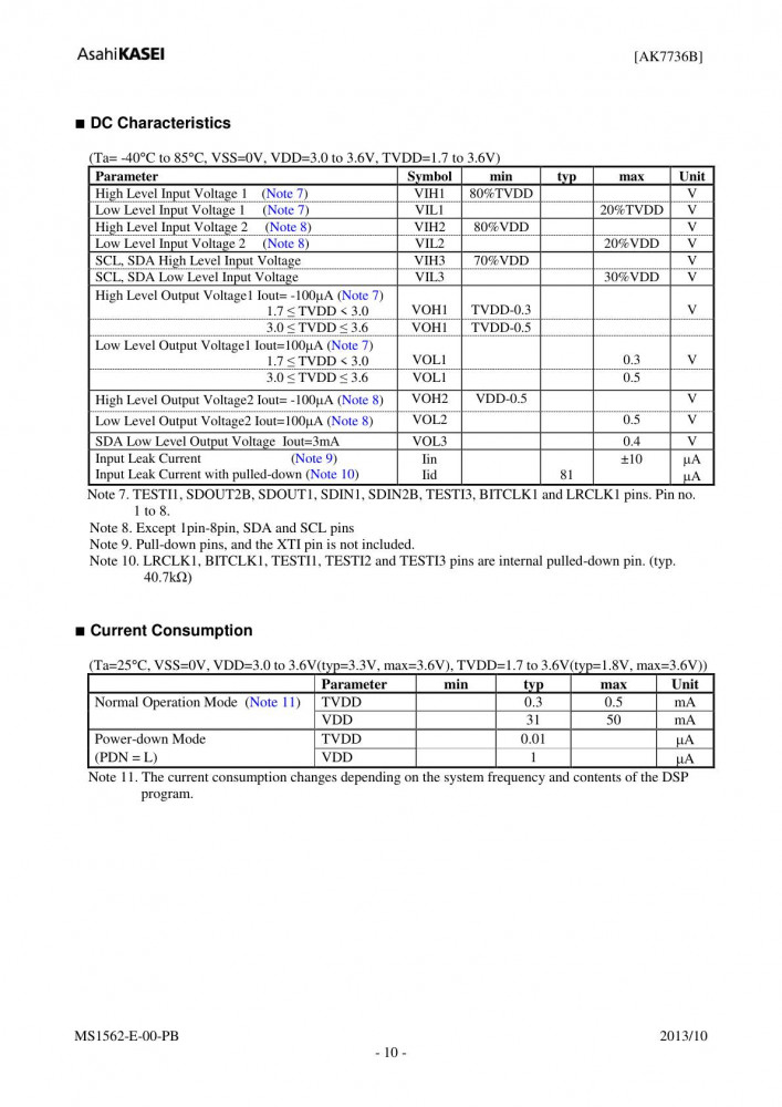 AK7736B datasheet page 10