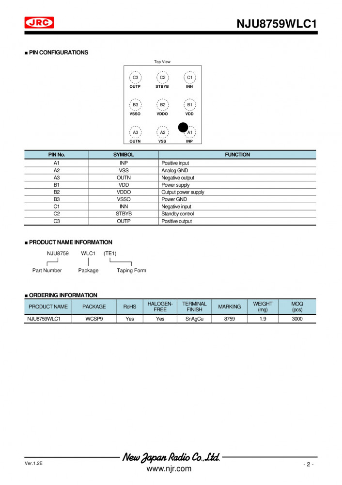 NJU8759 datasheet page 2