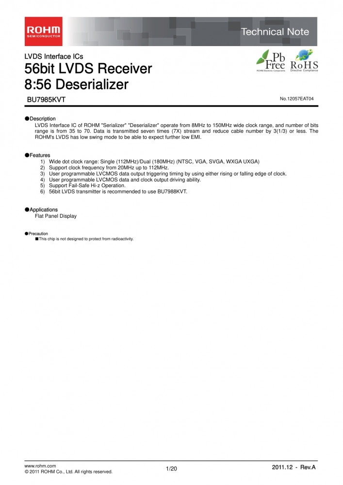 BU7985KVT datasheet page 1