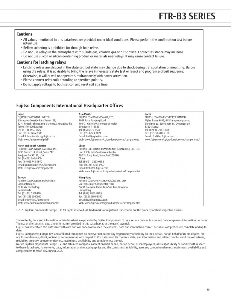 FTR-B3 datasheet page 10