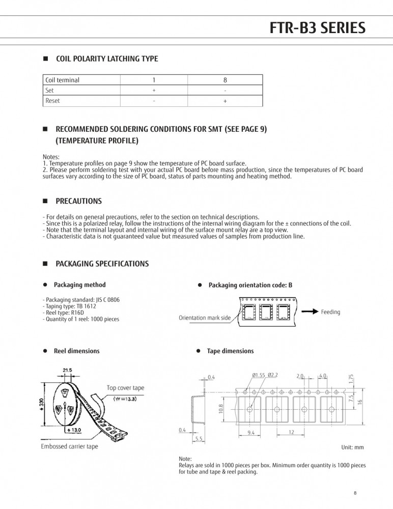 FTR-B3 datasheet page 8