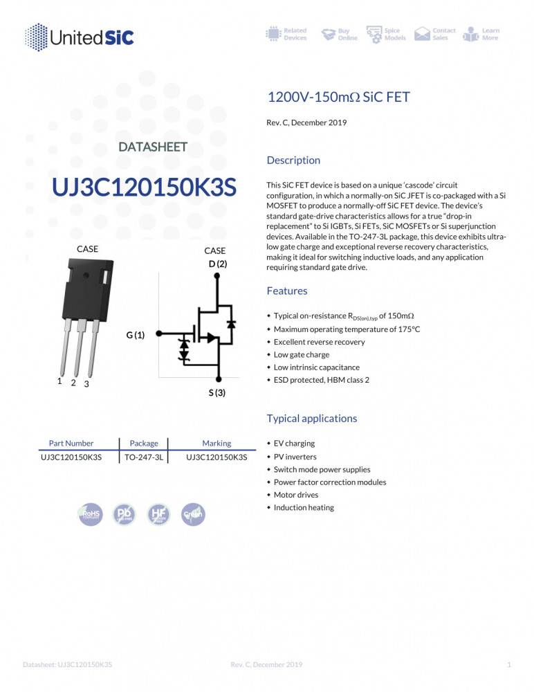 UJ3C120150K3S datasheet page 1