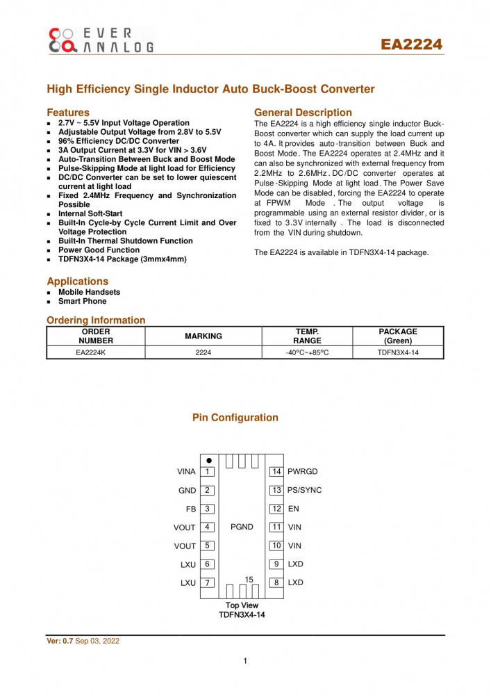 EA2224 datasheet page 1