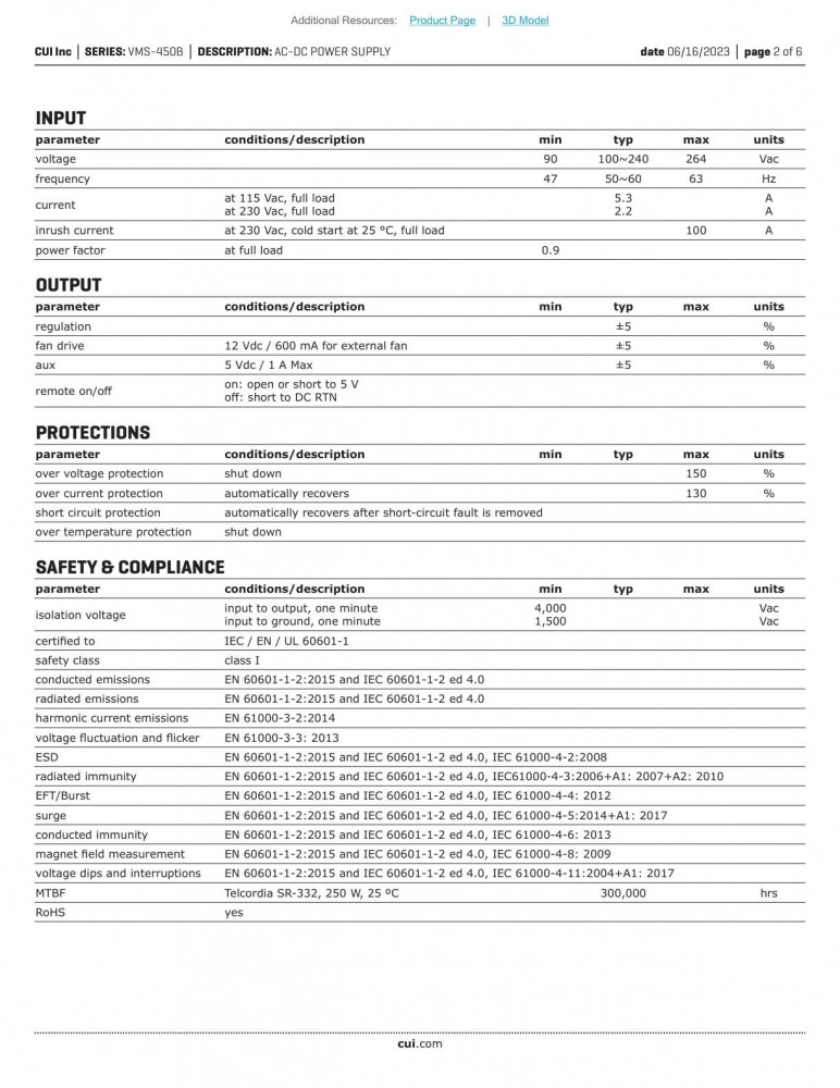 VMS-450B series datasheet page 2
