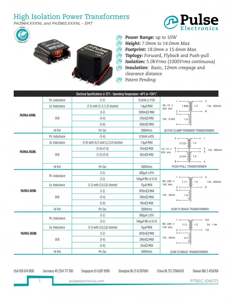 PA3964 and PA3965 datasheet page 1