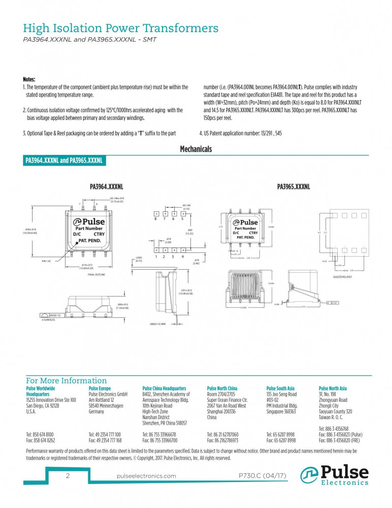 PA3964 and PA3965 datasheet page 2
