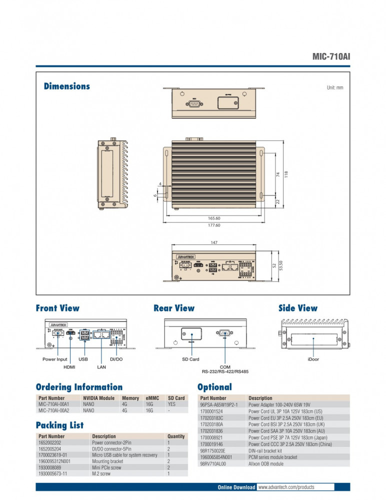 MIC-710AI product document image, page 2