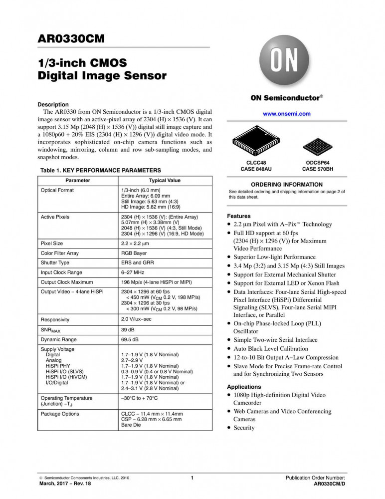 AR0330 technical document page 1