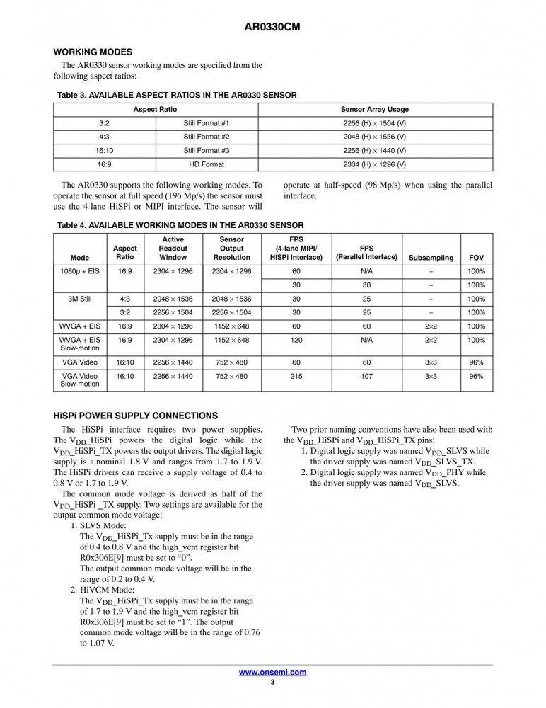 AR0330 technical document page 3